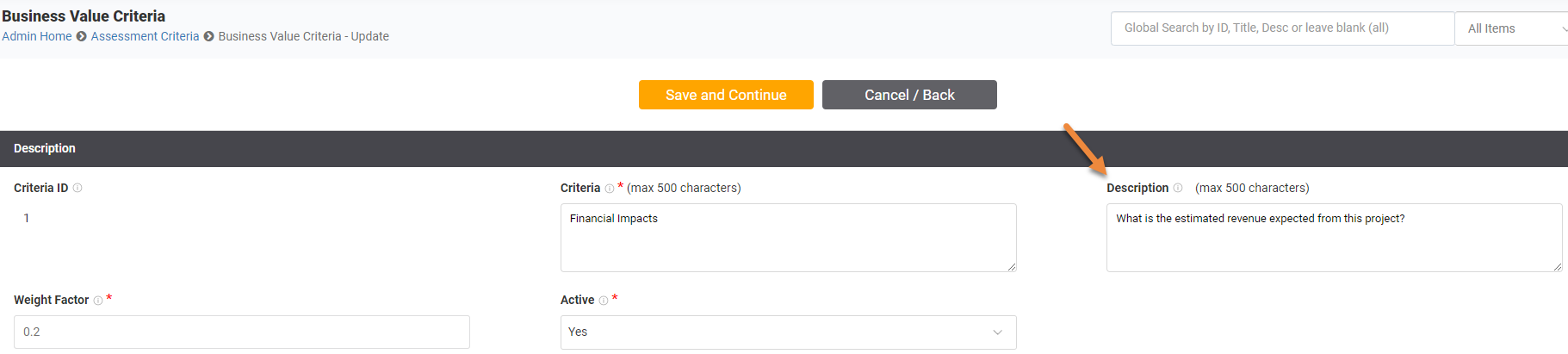 Tooltips added to Request/Project Business Value Assessment Criteria – Knowledge Base