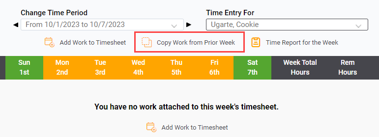 Copy the prior week's timesheet – Knowledge Base