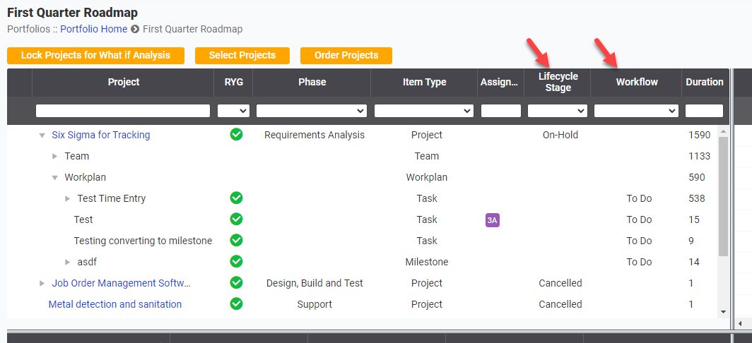 Status column in portfolios replaced by Lifecycle Stage and Workflow ...